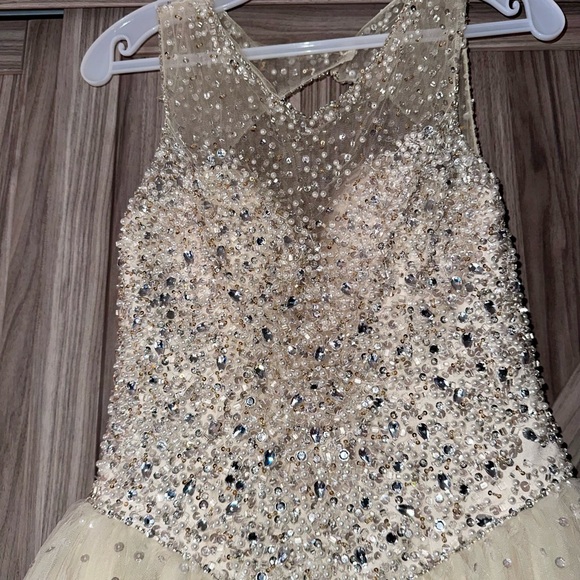 Dresses | Elegant Cream Beaded Prom Dress | Poshmark